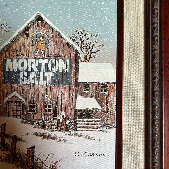 Vintage | Wall Decor | C Carson Morton Salt On Barn Horse Drawn Sleigh Winter Art | Poshmark